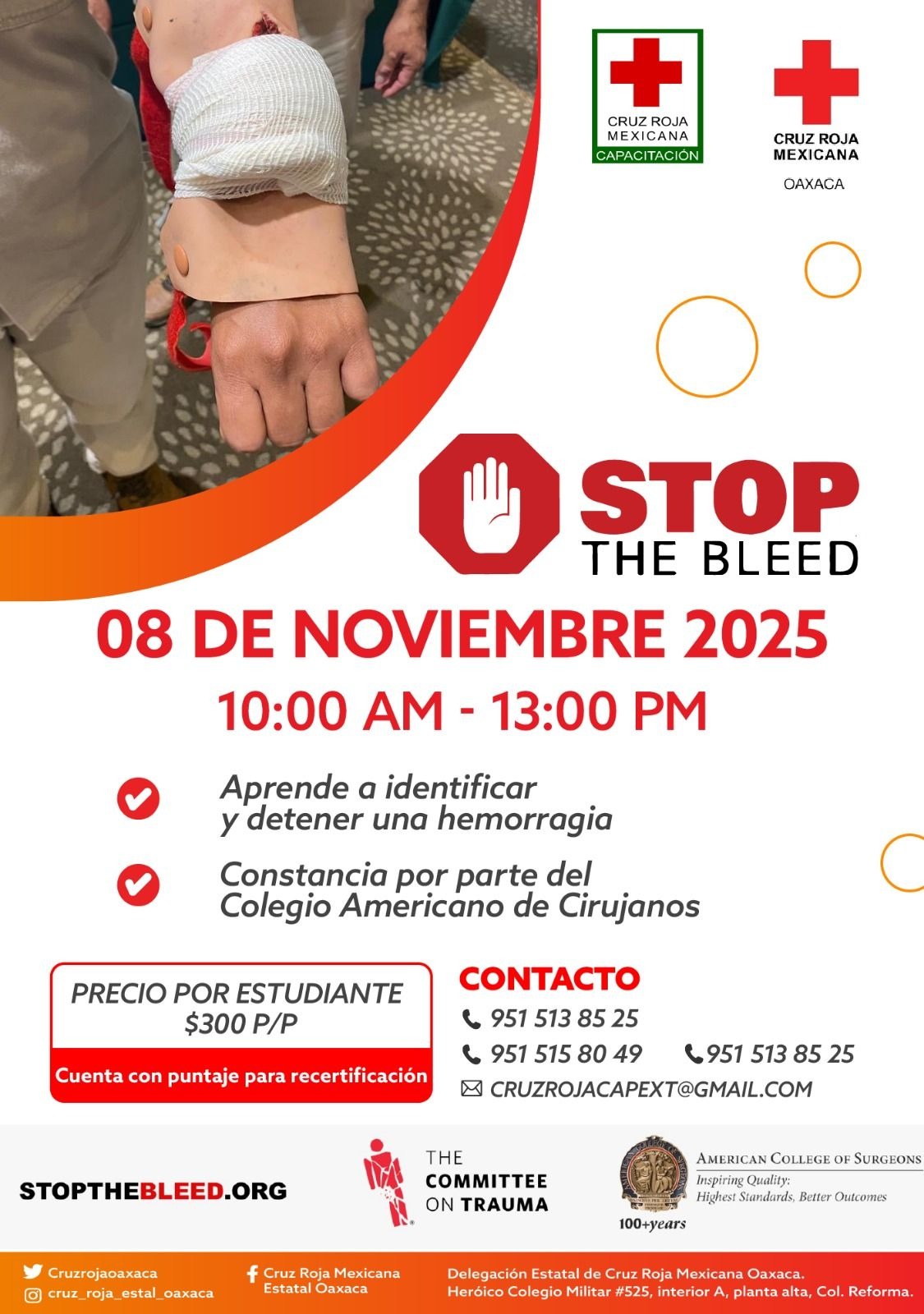 Cruz Roja Oaxaca invita al curso “Stop the Bleed” – Oaxaca Hoy
