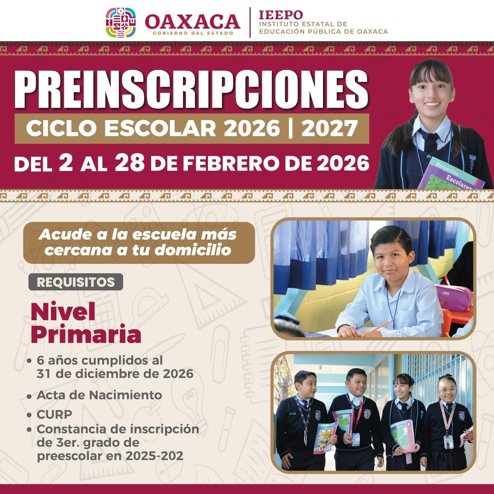 IEEPO anuncia preinscripciones para el ciclo escolar 2026-2027 en ...